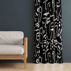Portrait Design Drape, Abstract Art Face Window Curtains, Artistic ...