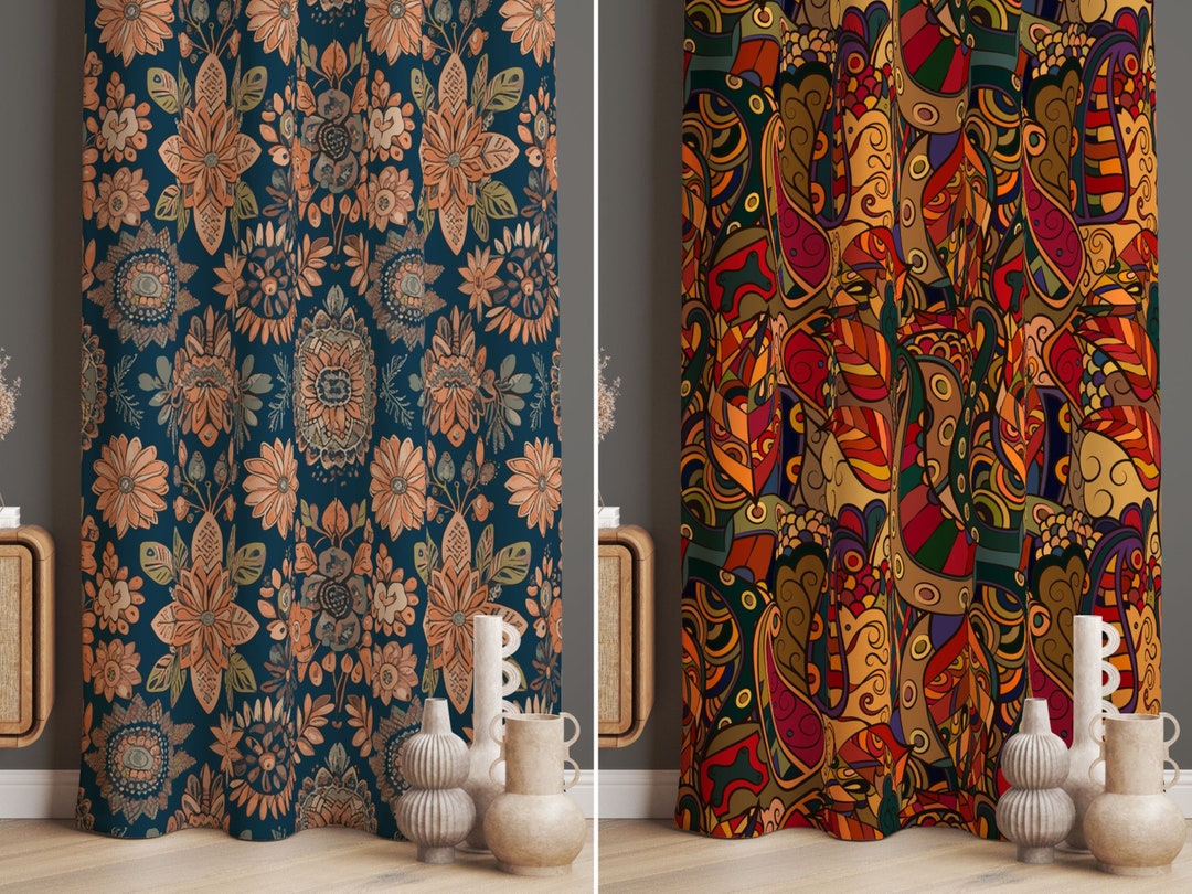 Bohemian Theme Window Curtains, Ethnic Window Valance for Living Room ...