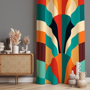 Colorful Abstract Curtains, Modern Geometrical Window Treatment ...