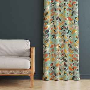 Midcentury Window Curtain, Modern Art Kitchen Curtain, Geometric Design ...