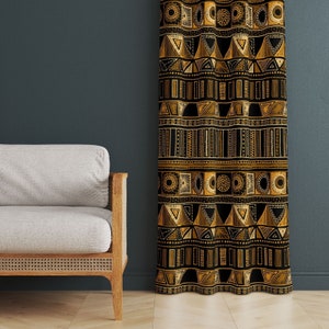 African Style Window Curtains, Tribal Geometrical Shapes Drape ...