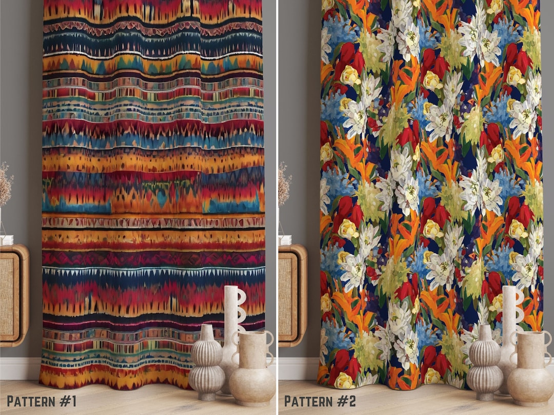 American Tribal Window Curtains, Traditional Window Drape, Abstract ...