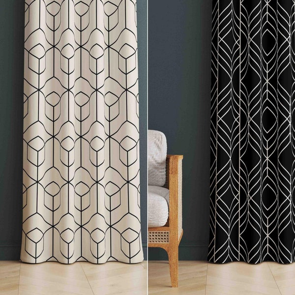 Geometric Curtains - Etsy