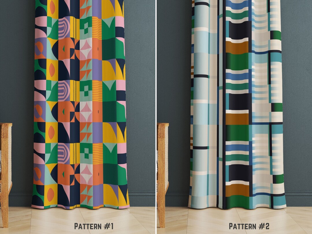 Creative Pop Art Drape, Abstract Leaves Curtain, Modern Geometrical ...