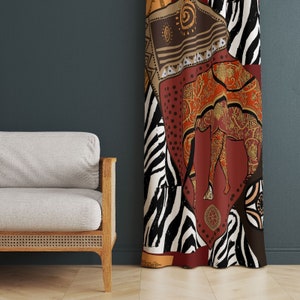 Afrocentric Living Room Drapes, African Ethnic Window Covering ...