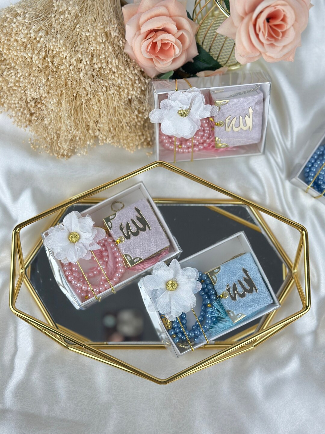 Custom Mini Quran Tasbeeh Box Gift Set With Flower, Muslim Baby Shower ...