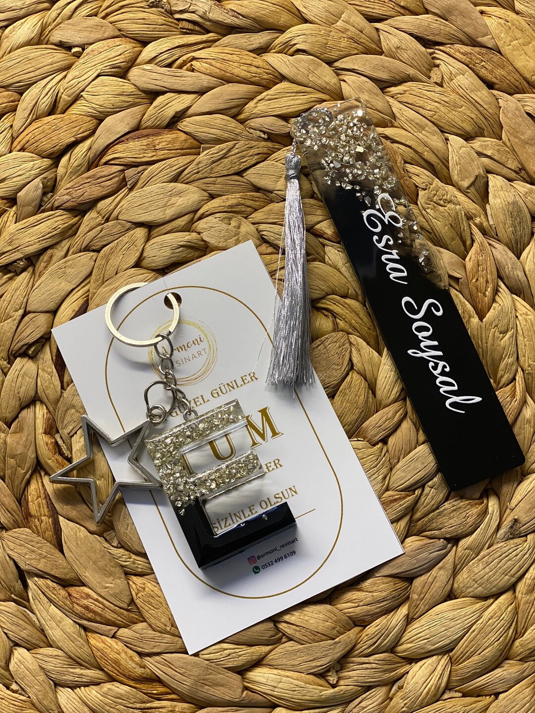 Bookmark and Keychain Set / Resin Keychain / Resin Bookmark / Gift ...