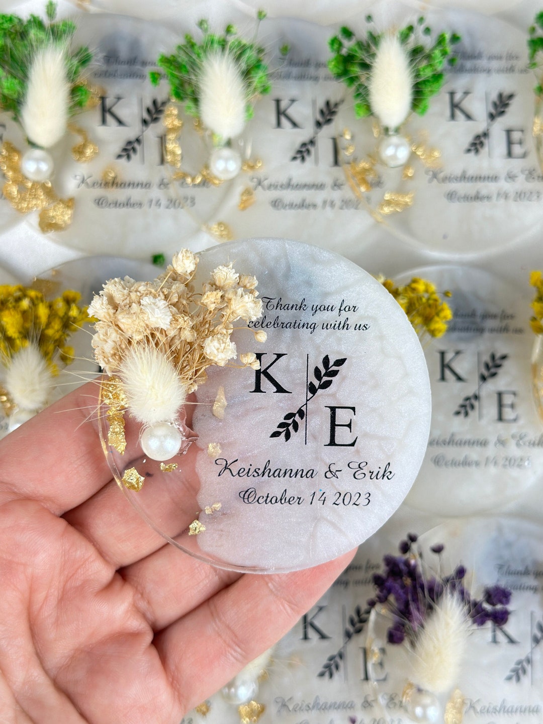 Fridge Custom Epoxy Magnet, Personalized Magnet Favor for Guest, Rustic ...