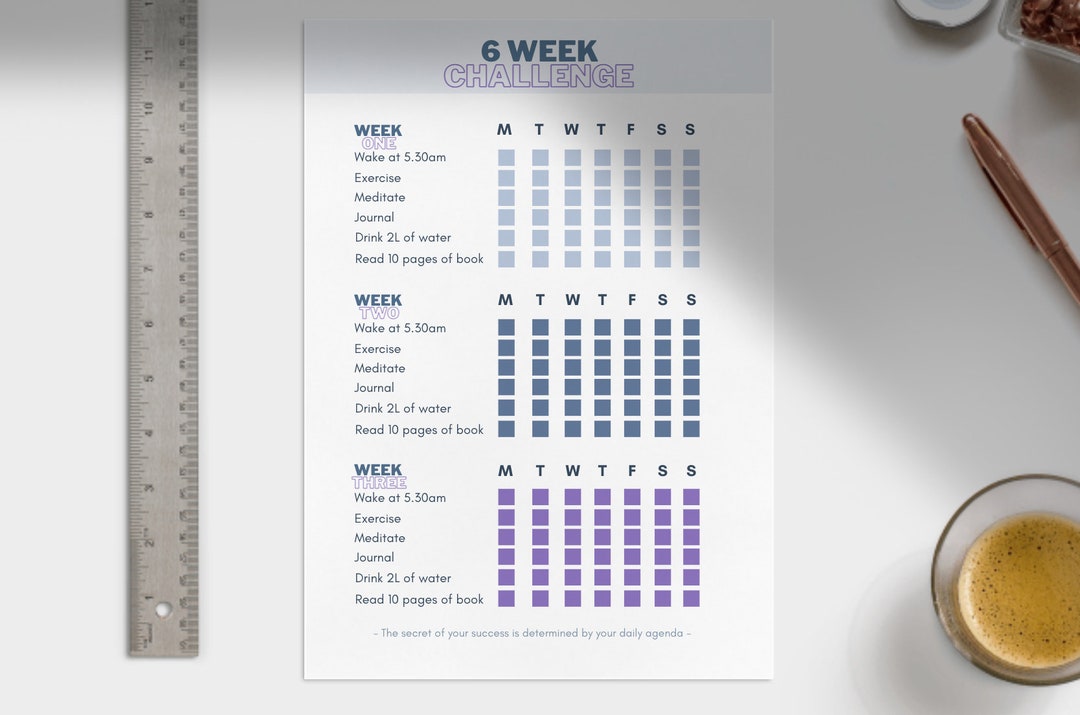 6 Week Challenge Template - Digital Download - Etsy