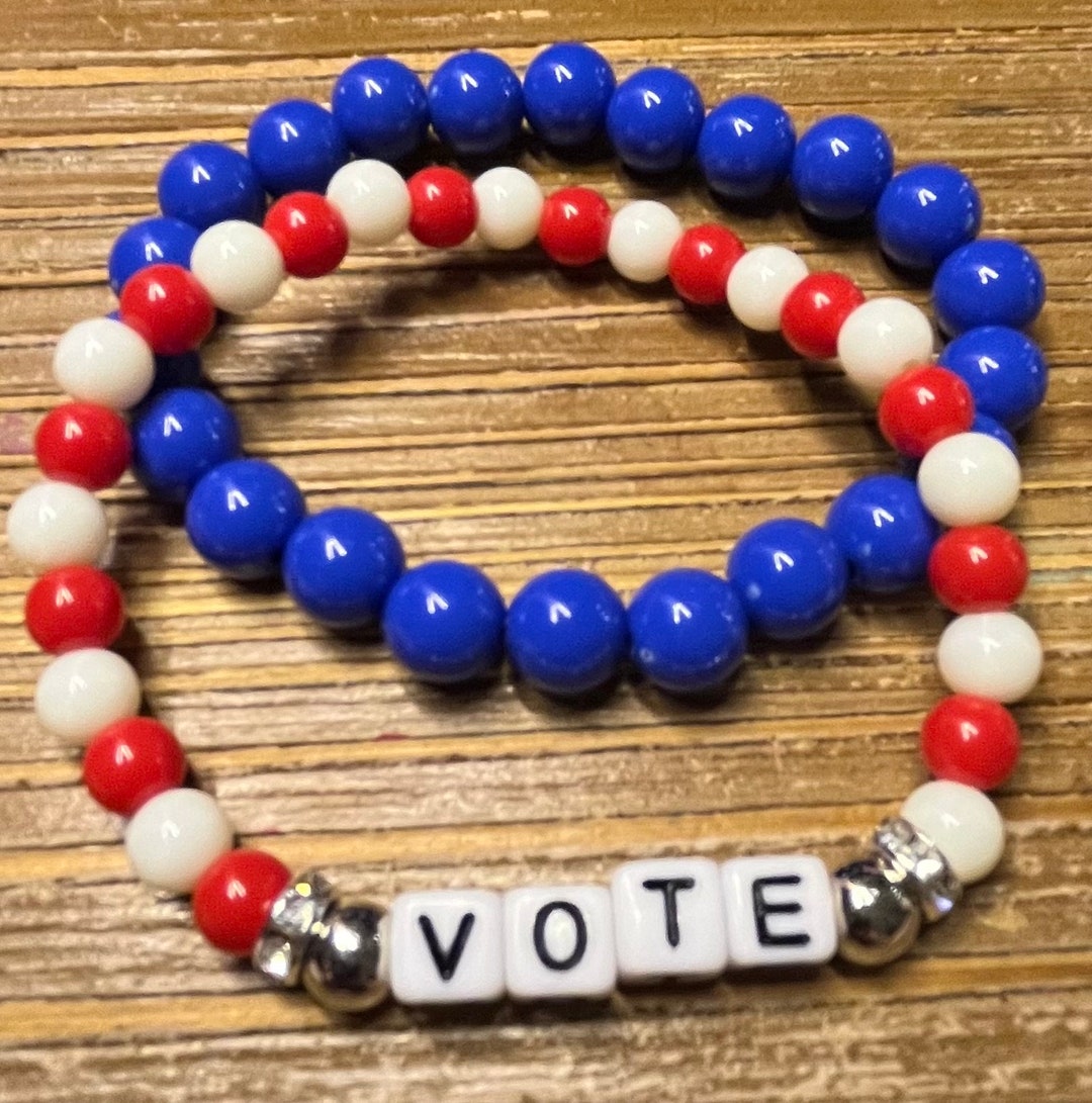 Vote Bracelet Set: Red, White, and Blue Acrylic Bead Friendship ...
