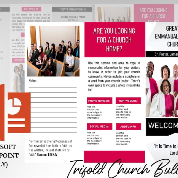Church Bulletin Trifold Template - Etsy