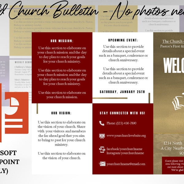 Church Bulletin Trifold Template - Etsy