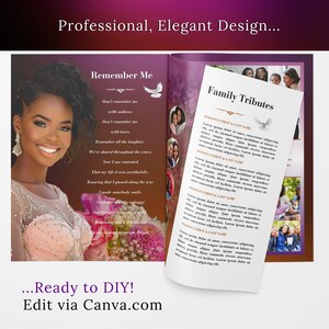 CANVA Floral Obituary Template | Beauty of Life Funeral Program | 17x11 ...