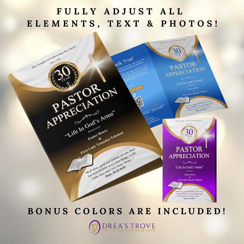 Pastor Appreciation Program Template | Gold Church Anniversary ...
