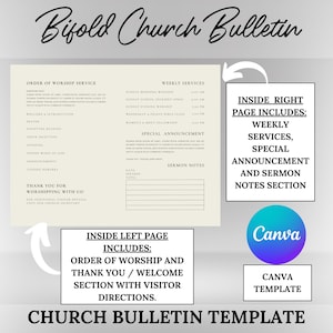 CANVA Church Bulletin Template | Canva Program | General Sunday Worship ...