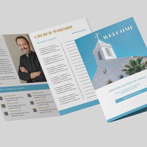 Modern Church Bulletin Template | Editable Canva Brochure (8.5x11) - Etsy