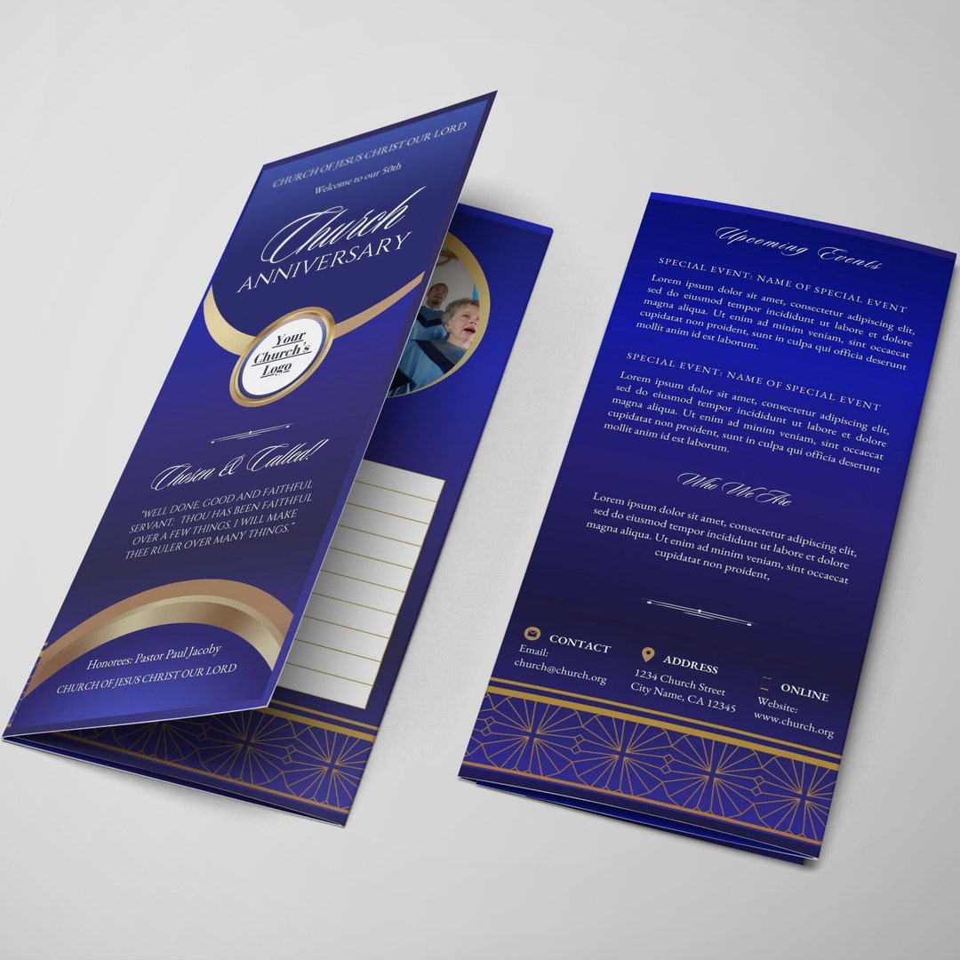 CANVA Blue Gold Pastor Appreciation Church Program | Size: 11x8.5 ...