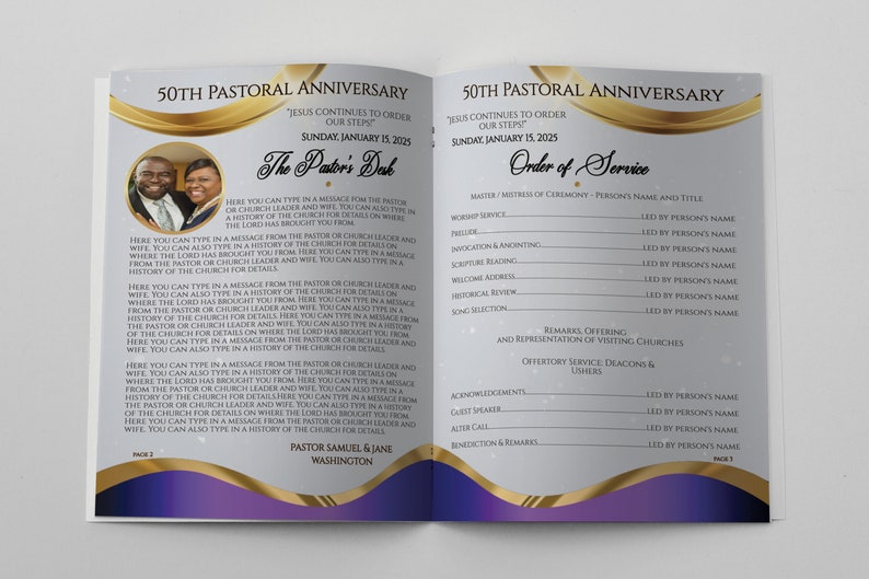 Church Anniversary Program Template – Gold, Purple, and Silver ...