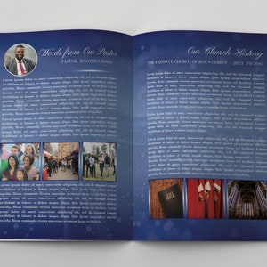 Canva Church Anniversary Program | Canva Template | Great Blue & Silver ...