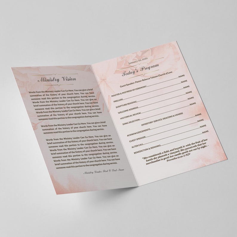 Women's Church Program Template | Retreat, Brunch, Conference (editable ...