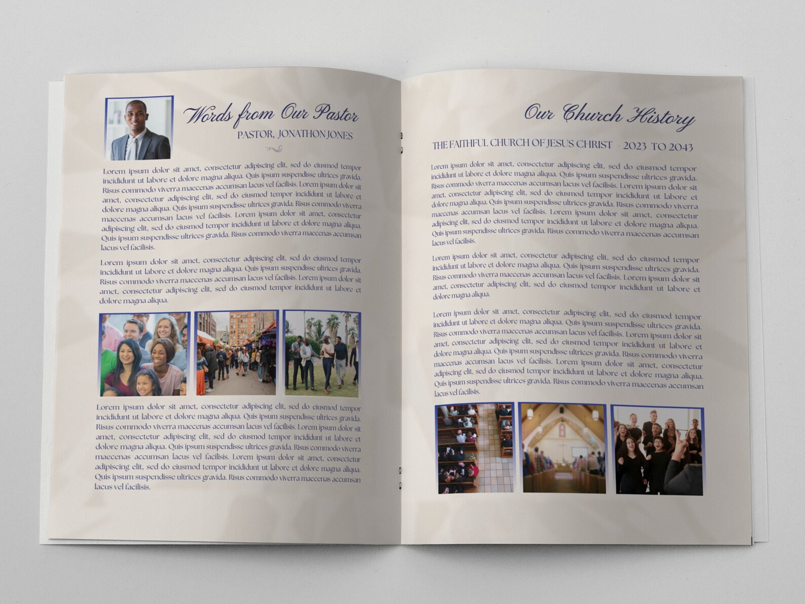 Blue & Gold Pastor Anniversary Program Template | Church Booklet (canva ...