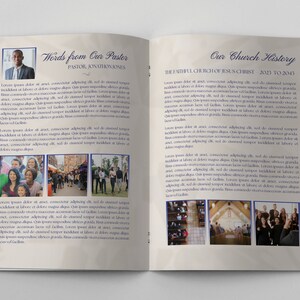 Blue & Gold Pastor Anniversary Program Template | Church Booklet (canva ...