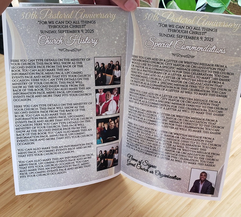 Pastor and Wife Church Anniversary Program Booklet Template | Editable ...