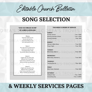 Editable Church Worship Program Template | Bifold, 8.5x5.5 (microsoft ...