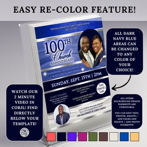 CORJL Pastor Anniversary Program and Flyer Template | Editable in Corjl ...