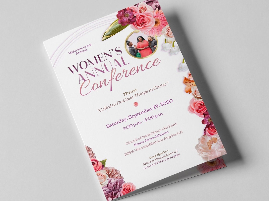 Floral Women's Ministry Program Template | Pink Conference, Retreat ...