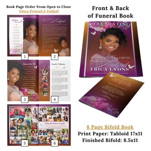 CANVA Floral Obituary Template | Beauty of Life Funeral Program | 17x11 ...