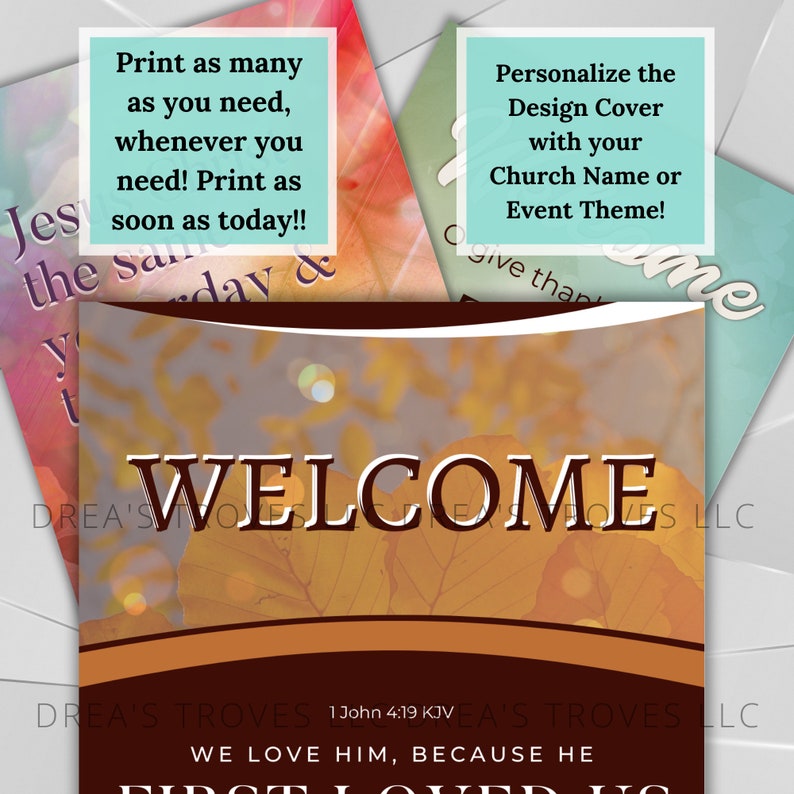 Church Bulletin Covers Welcome Fall Design Series Size - Etsy