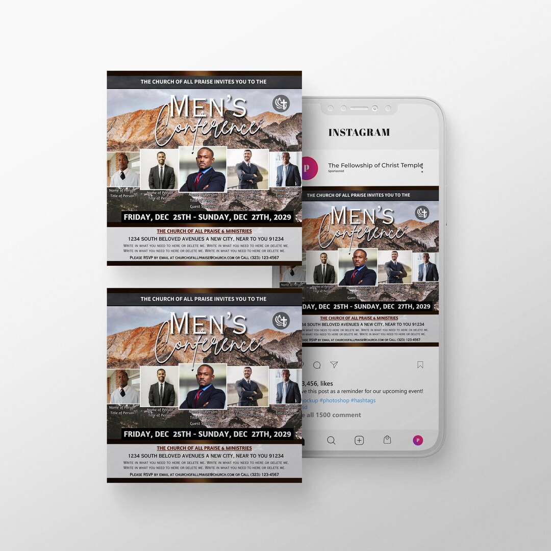 Mens Church Conference Flyer | Canva Template (4x4 Inch) - Etsy