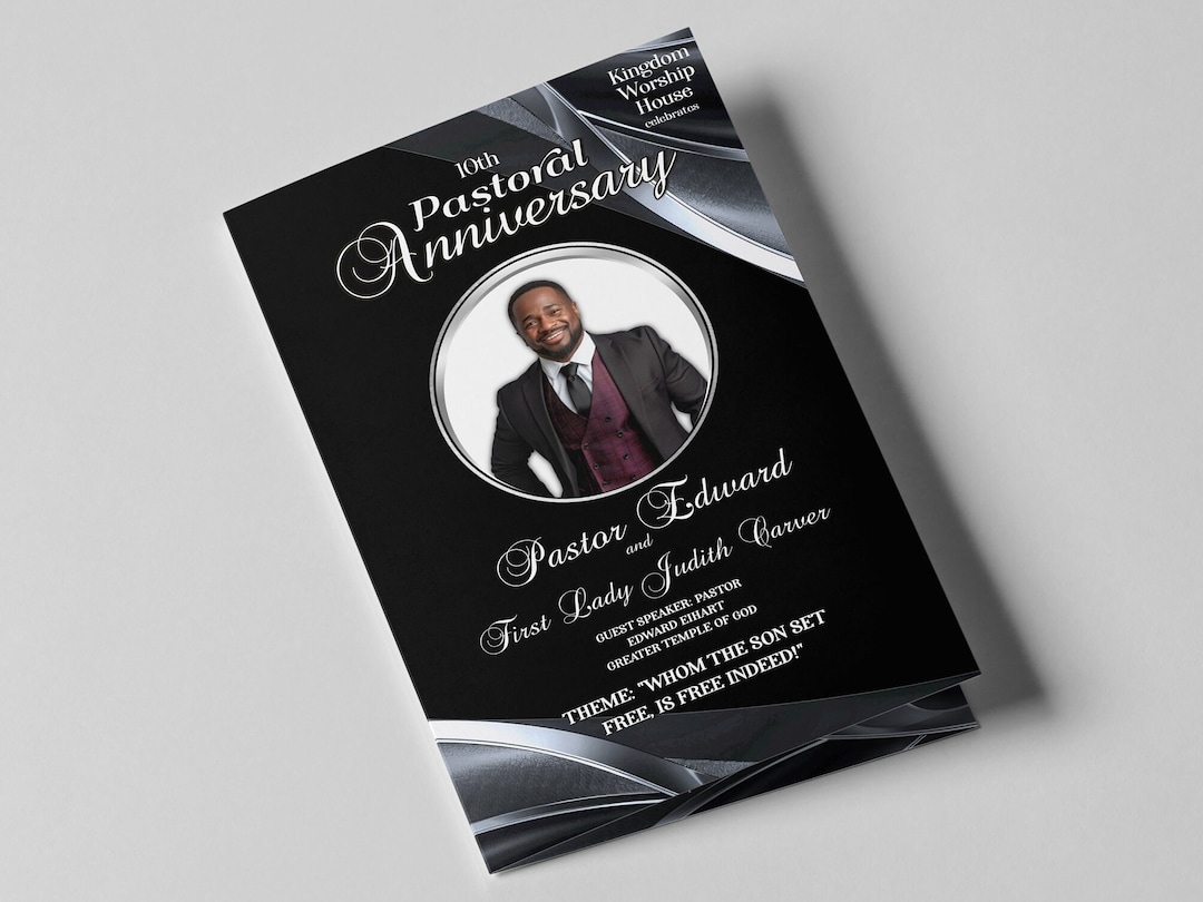 CORJL Church Anniversary Program Template | Editable Brochure | Black ...