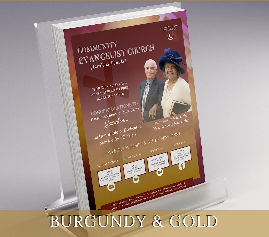 Church Congratulatory Ad Template | Burgundy & Gold (canva Editable) - Etsy