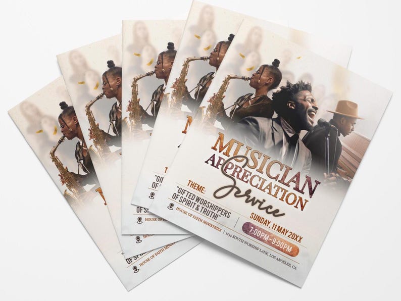 Church Musician Appreciation Program Template | Editable Bifold (17x11 ...