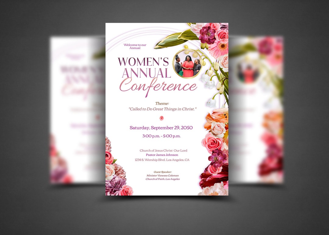 Women's Ministry Invitation Template Graceful Pink Editable Text and Photo Only in Corjl Size ...