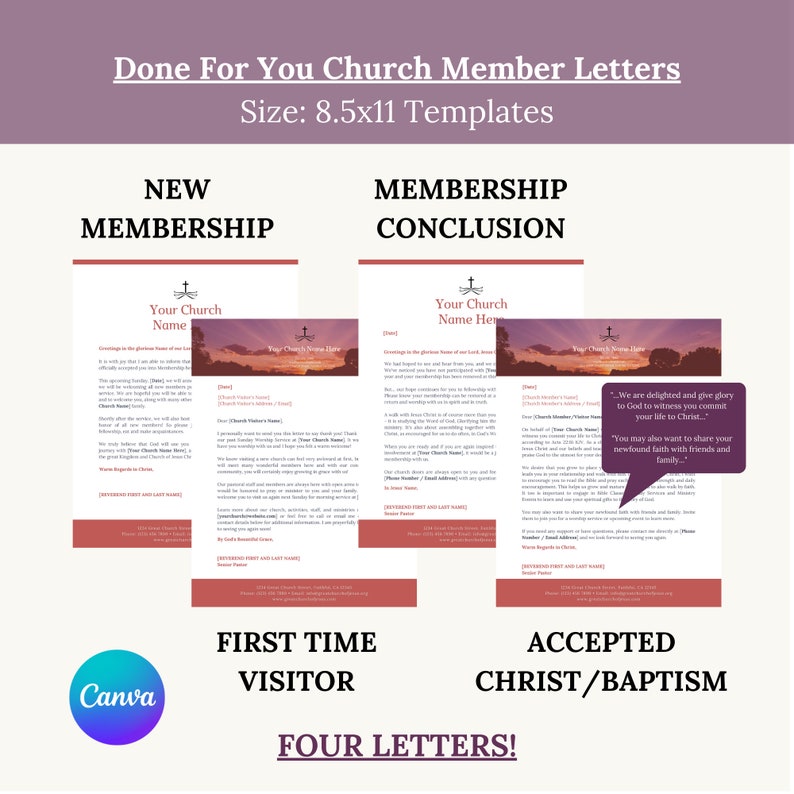 Church Welcome Letter Template | Canva Editable, Modern Design (digital ...