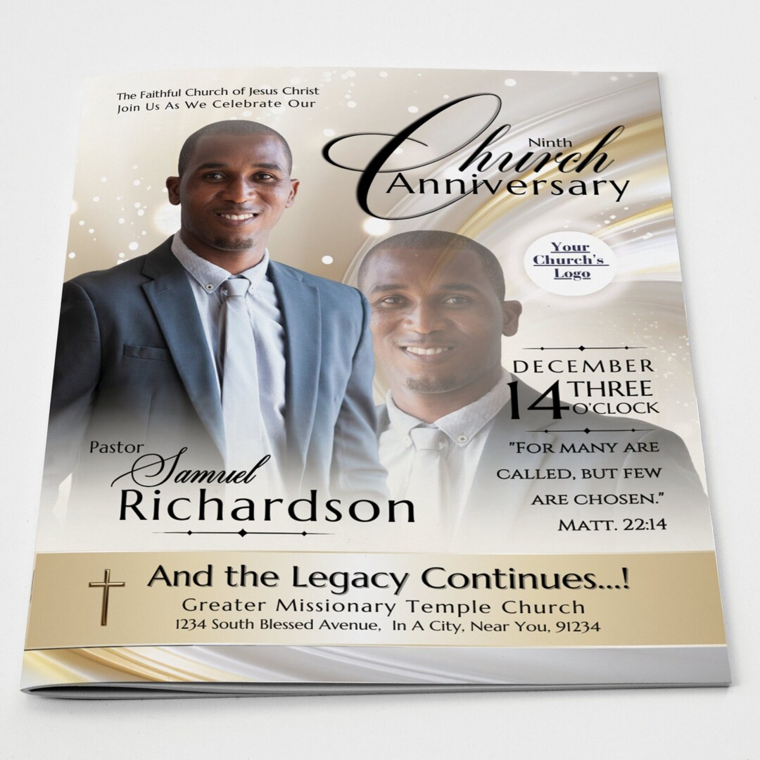 CANVA Church Anniversary Program Template Great Light Gold Size: 11x17 ...