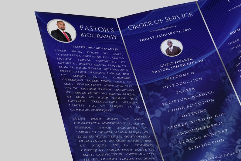 CANVA Pastor Appreciation Church Program | Size: 11x8.5 | Trifold ...