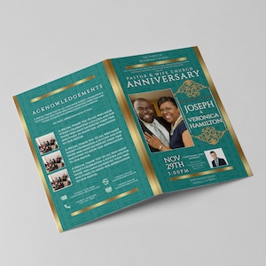 CORJL Church Anniversary Program Template | Editable | Royal Teal Green ...