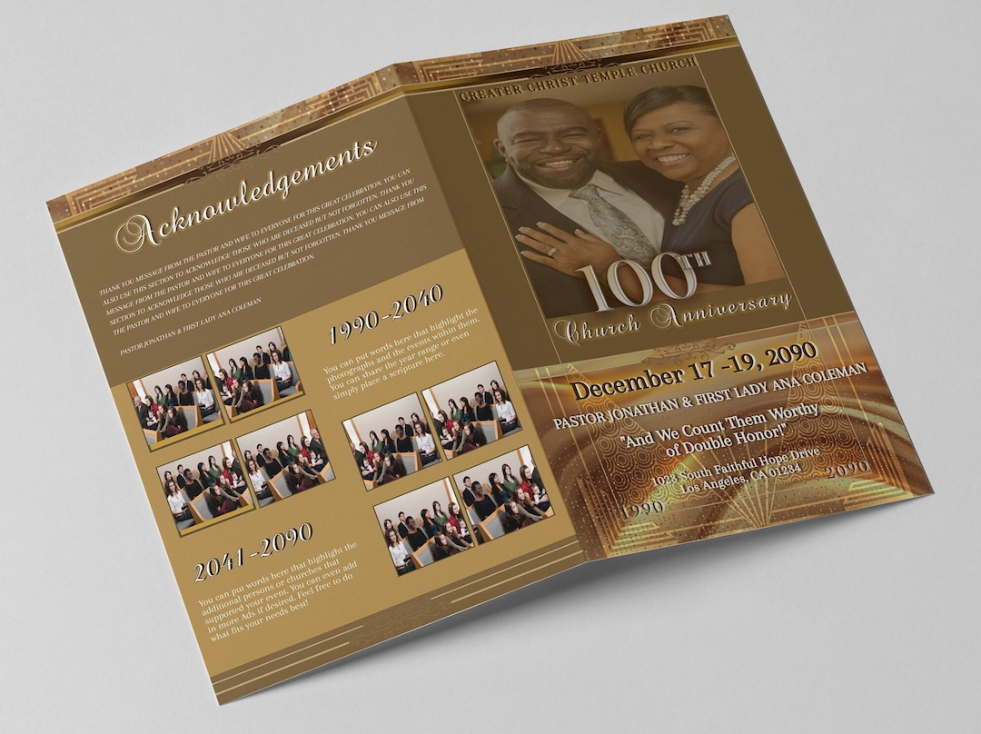 CORJL Pastor & Wife Church Anniversary Program Booklet Template ...
