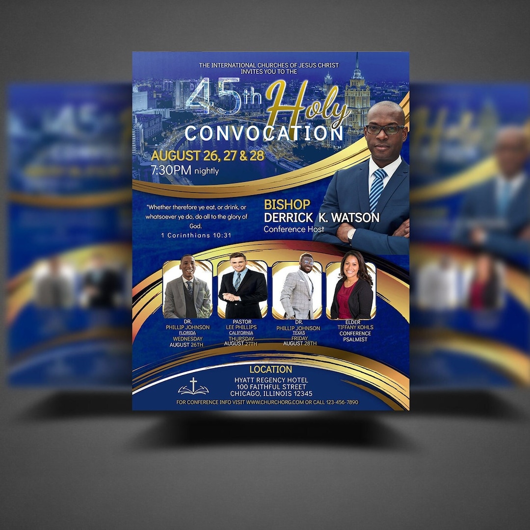 CORJL Blue Church Flyer | Editable Text Color and Photo Template | Size ...