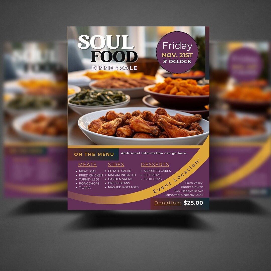 CANVA Dinner Sale Flyer | Fully Editable | Sizes: 8.5x11, 5x7 ...