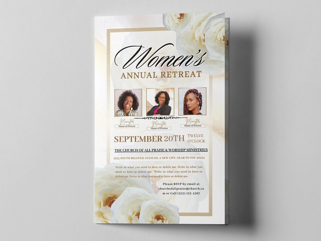 CANVA Womens Day Program Editable Template Size: 11x8.5 / Fold 8.5x5.5 ...