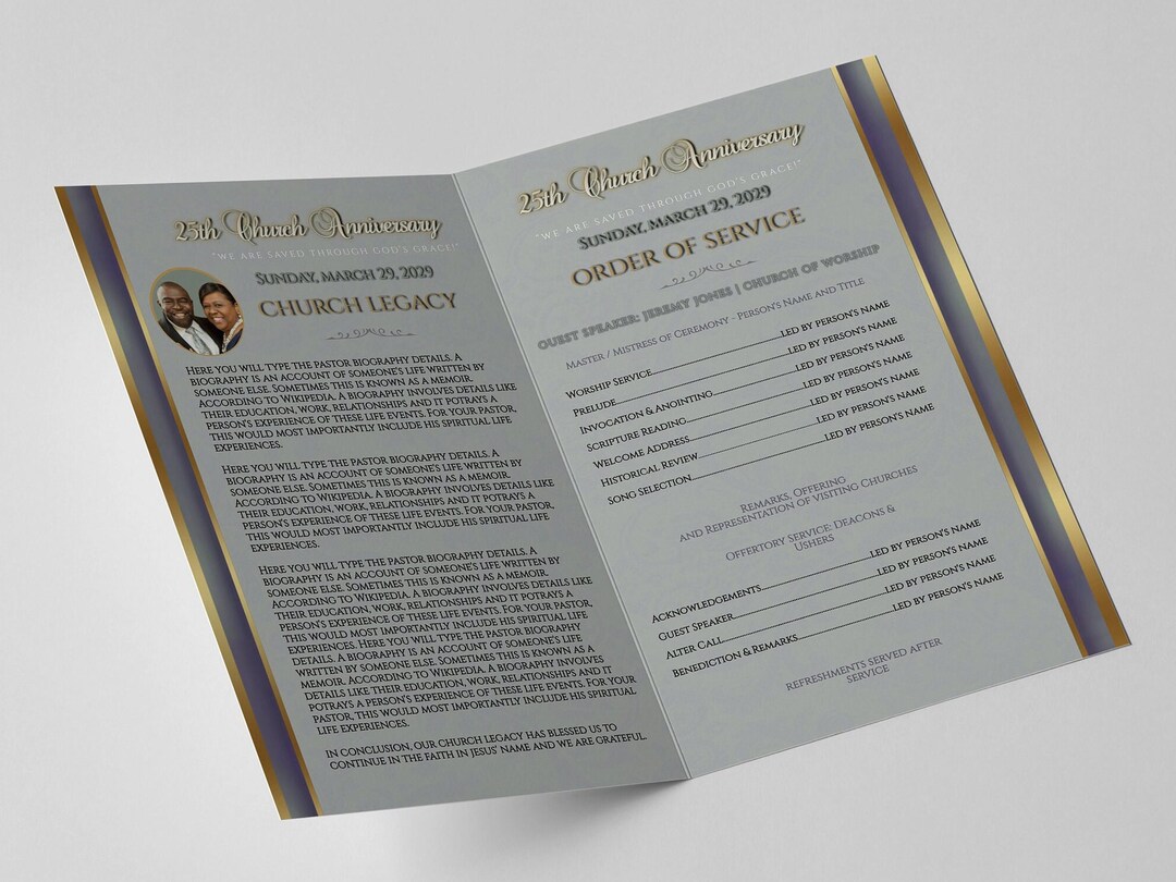 Church Anniversary Program Template Pastor Appreciation Service ...