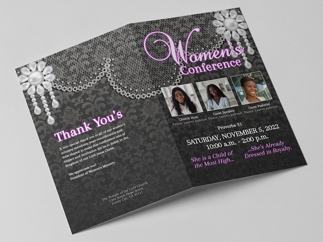 Women's Annual Conference Program Template Editable in Corjl Pearl ...