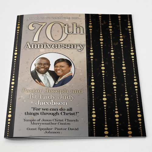 Church Anniversary Program Bulletin Template white Gold & - Etsy