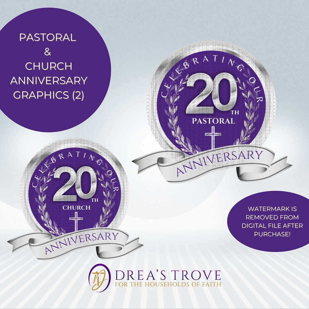 Church Anniversary | Pastor Appreciation Graphic Logo | 20 Year ...