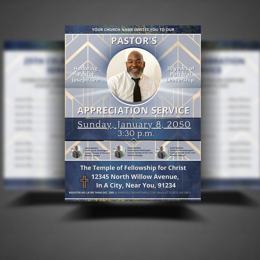 CANVA Pastor Appreciation Invitation & Program One Sheet Personalize ...